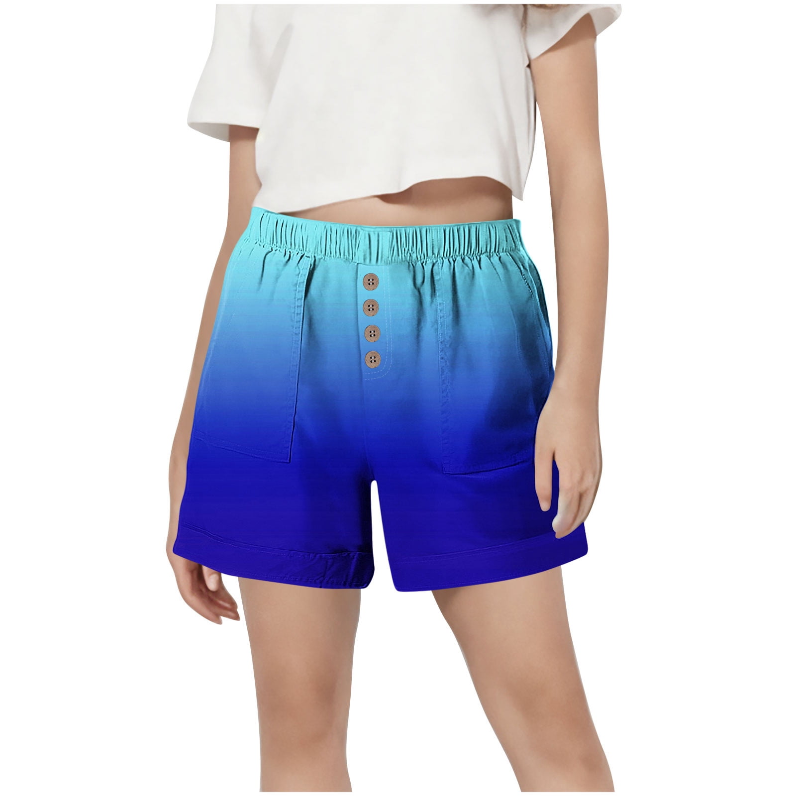 Akafmk Random Print Athletic Shorts with Pockets,Summer Elastic Waist ...