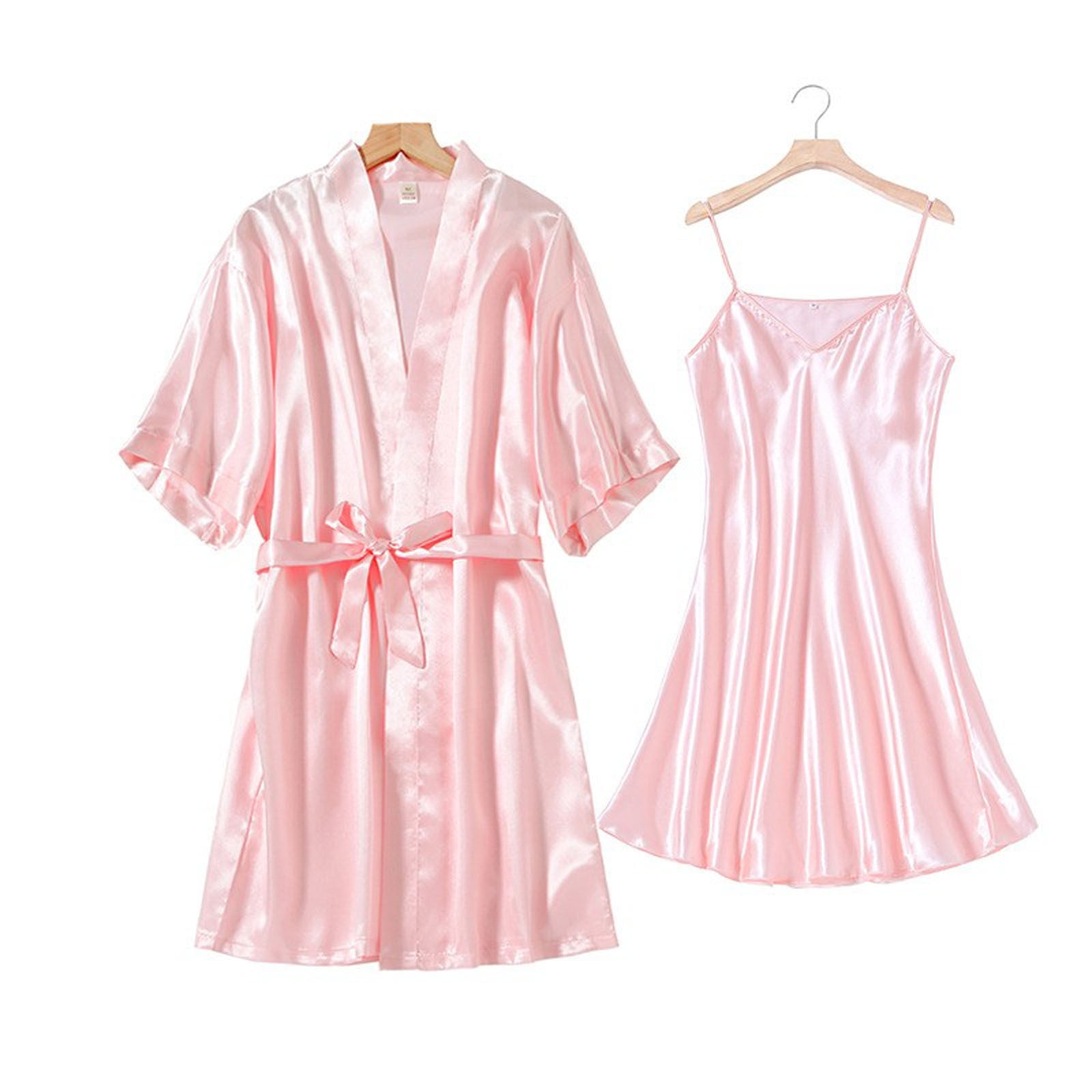 Akafmk Silk Robes for Women Plus Size,Women Silk Satin Pajamas Set 2pcs ...