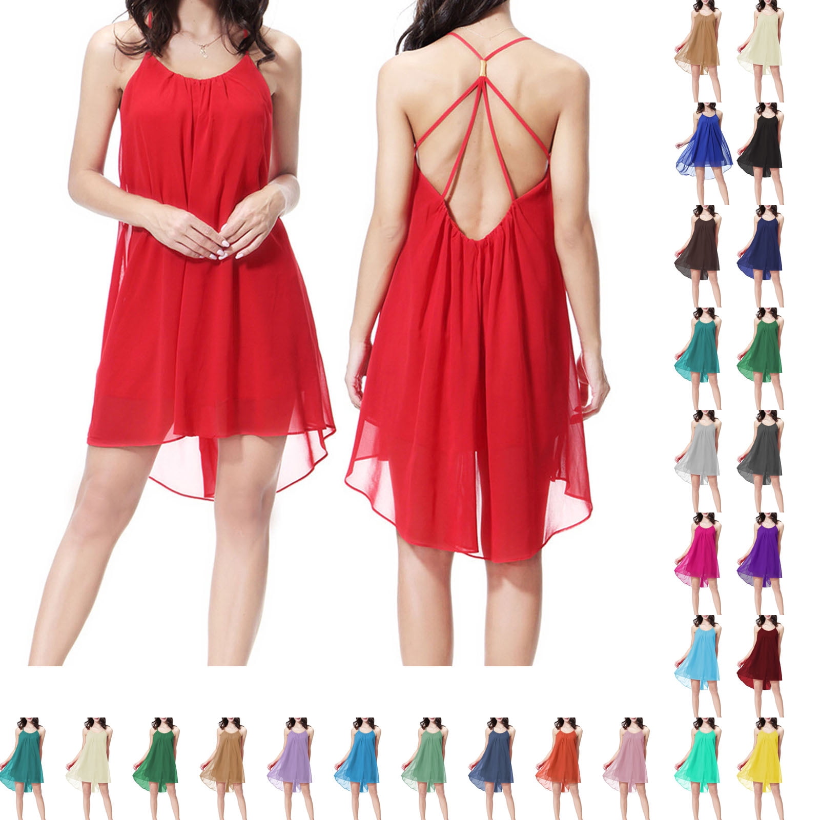 Akafmk Spaghetti Strap Nightgowns for Women Chiffon Sleep Dress Crew ...
