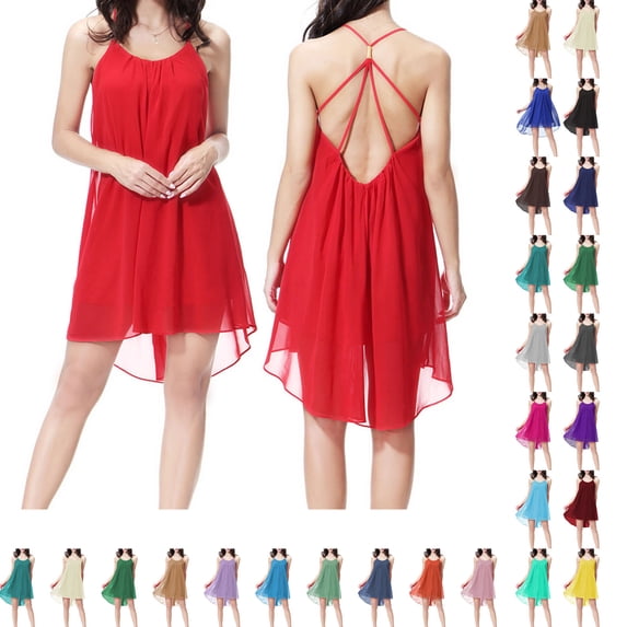 Akafmk Spaghetti Strap Nightgowns for Women Chiffon Sleep Dress Crew ...