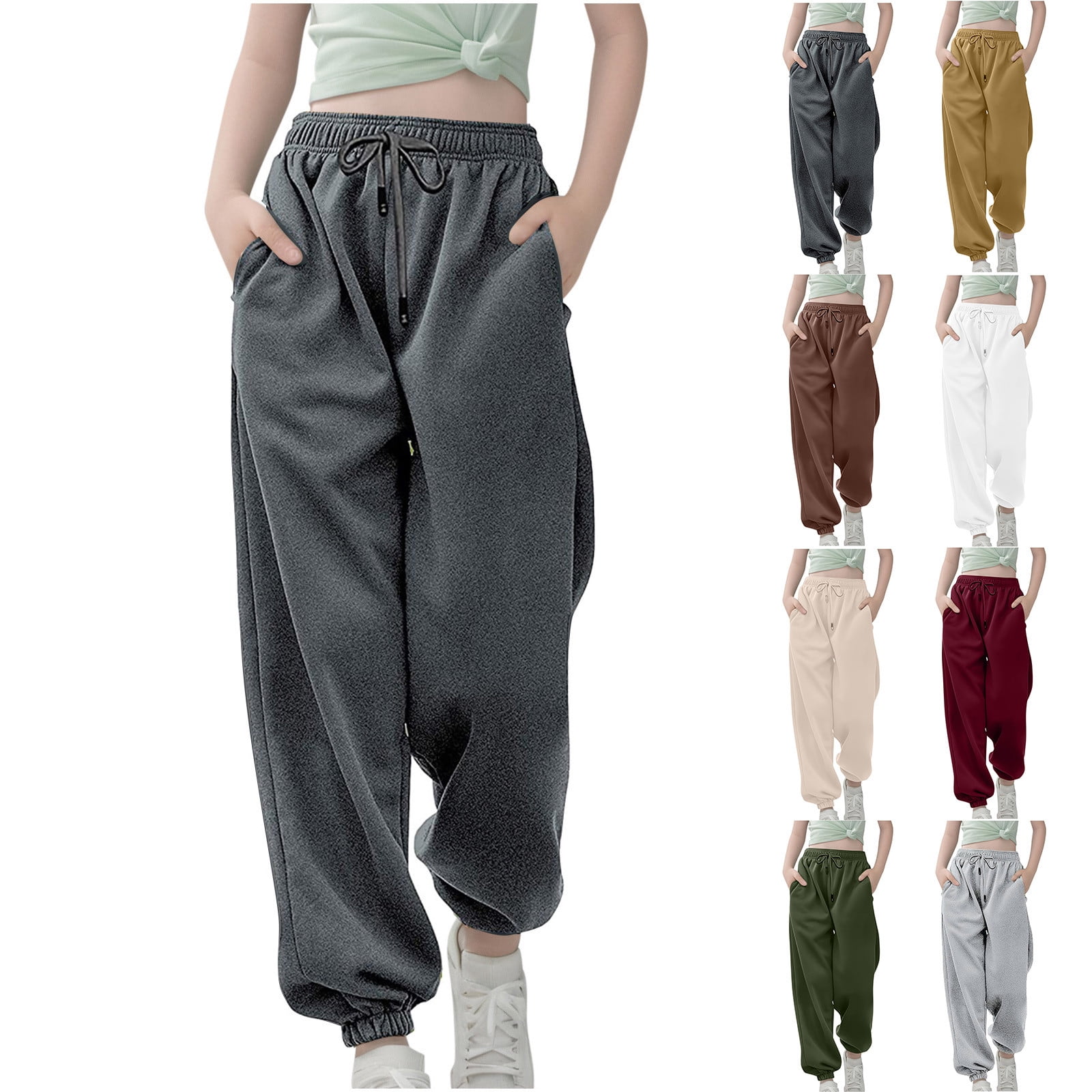 Akafmk Summer Girls Sweatpants High Waisted Baggy Joggers for Teen ...
