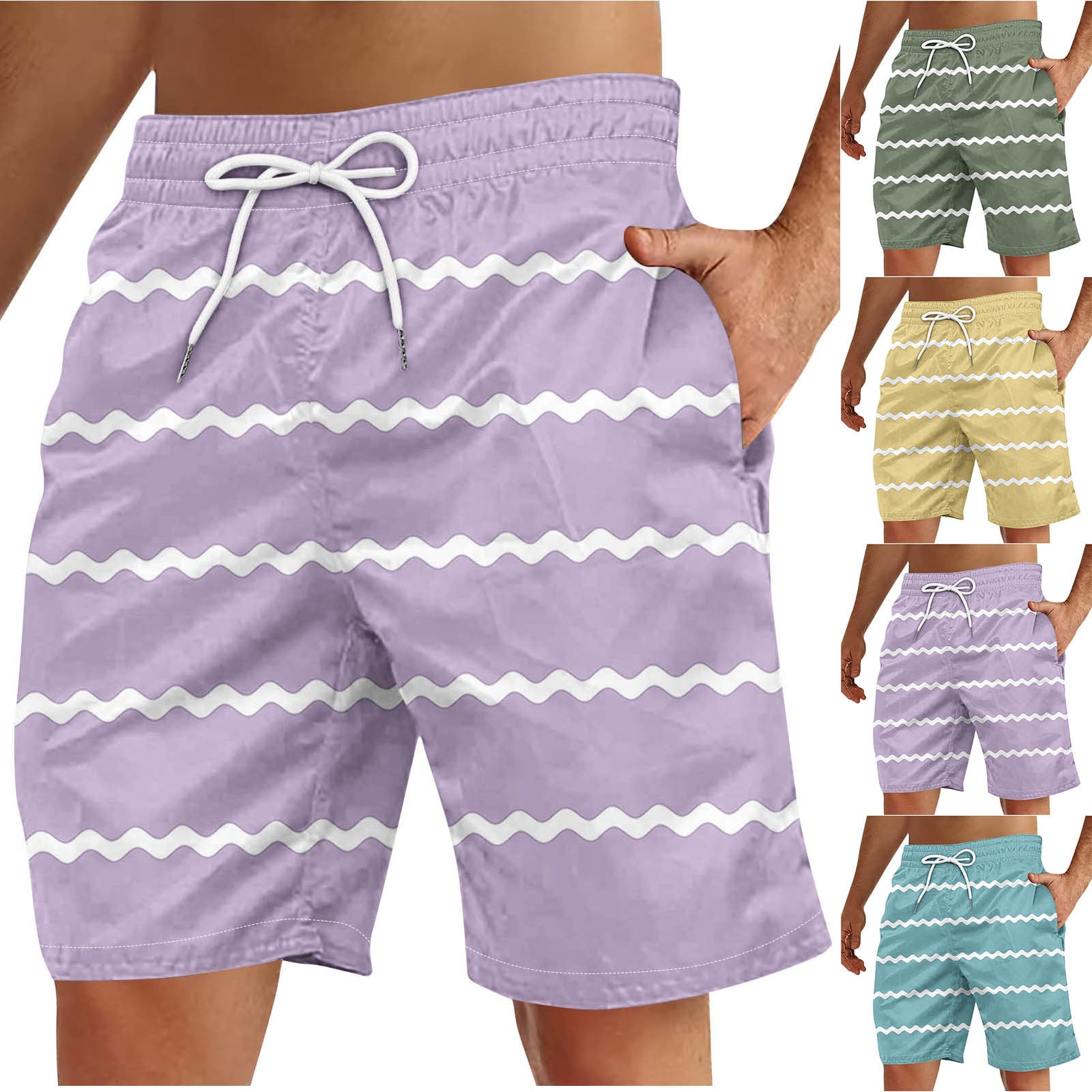 Akafmk Summer Men Casual Shorts Plus Size Swim Trunks Loose Fitting ...