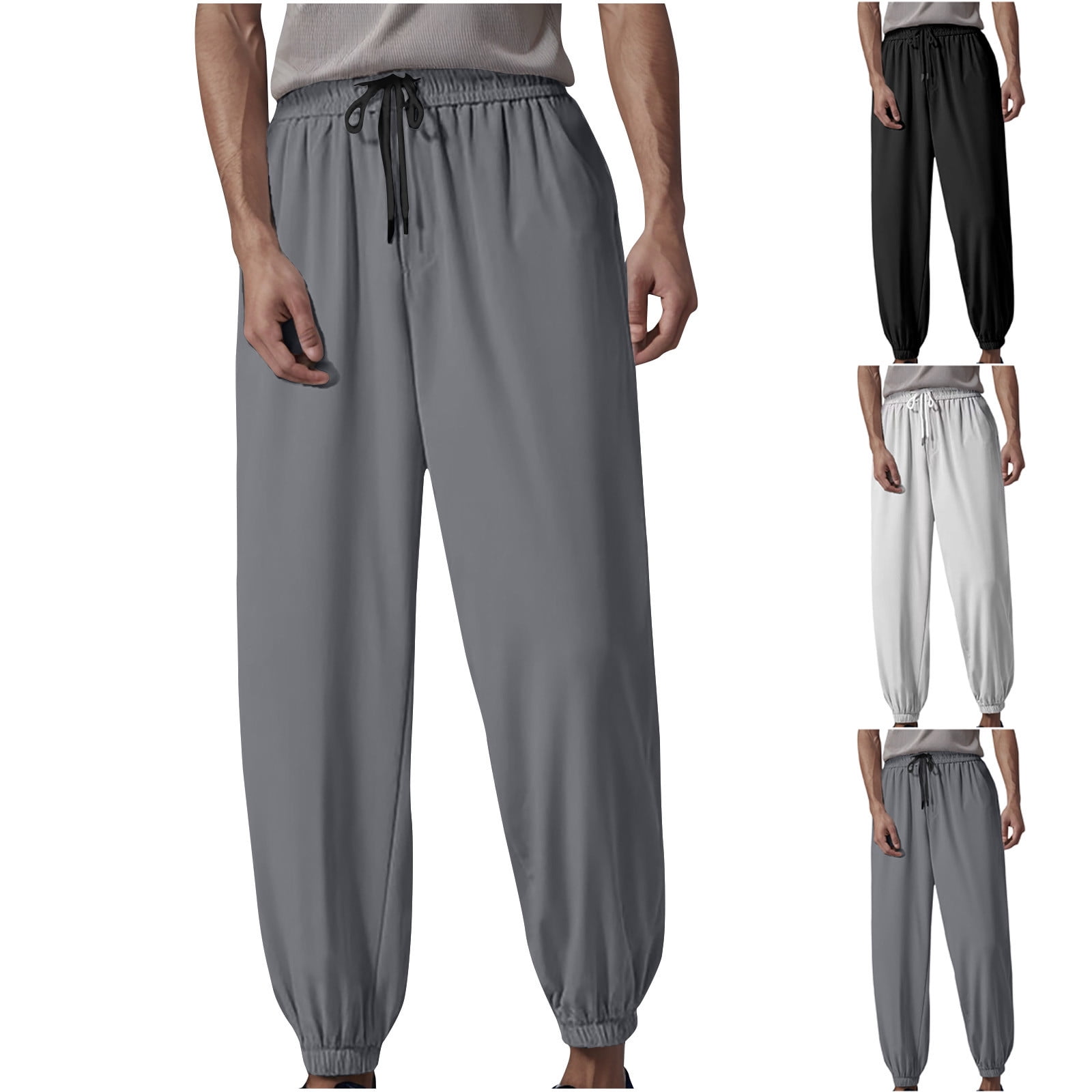 Akafmk Summer Mens Sweatpants Baggy Drawstring Athletic Jogger Pants Track Training Active ...