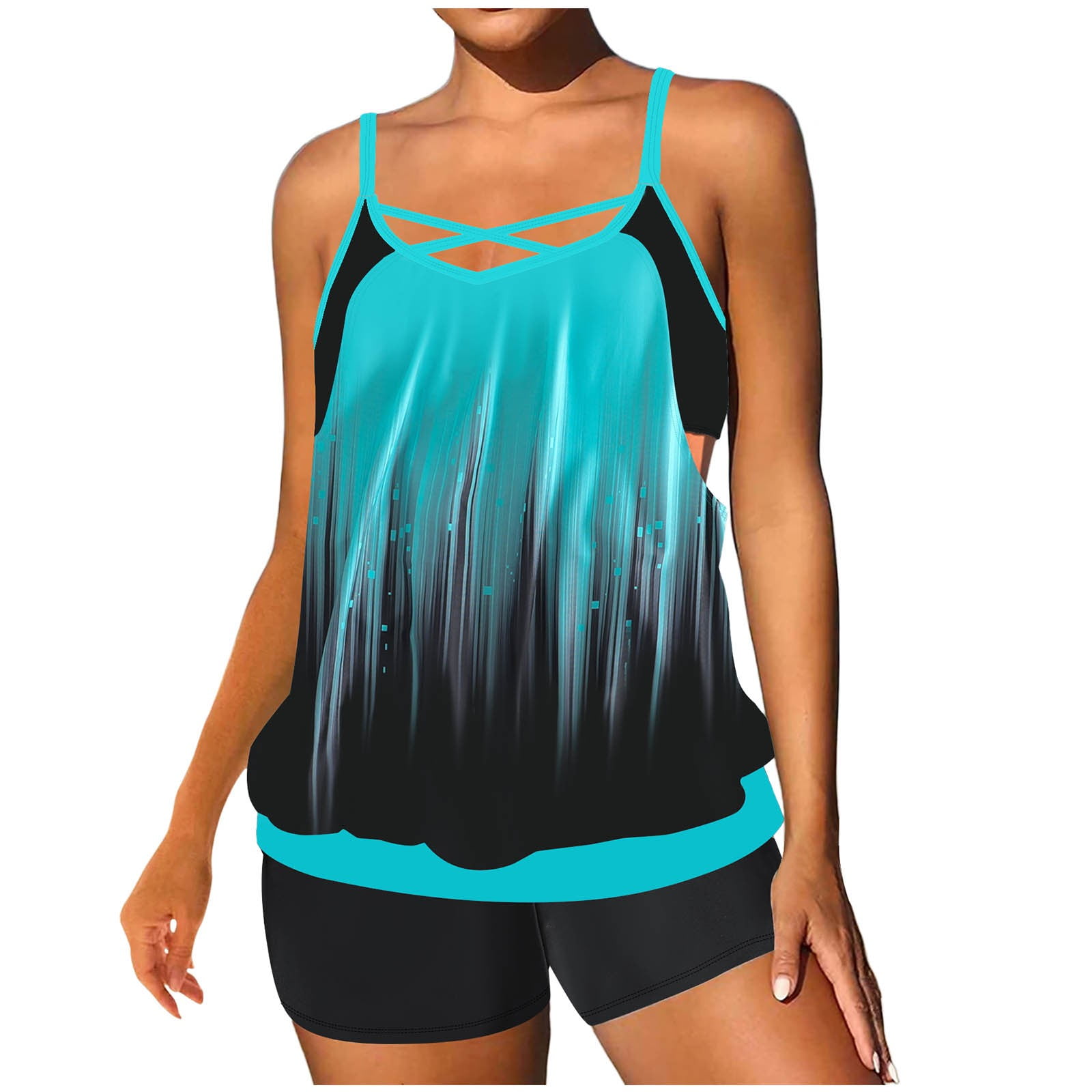 Akafmk Tankini Swimsuits for Women Loose Fitting Floral Printed Swim ...