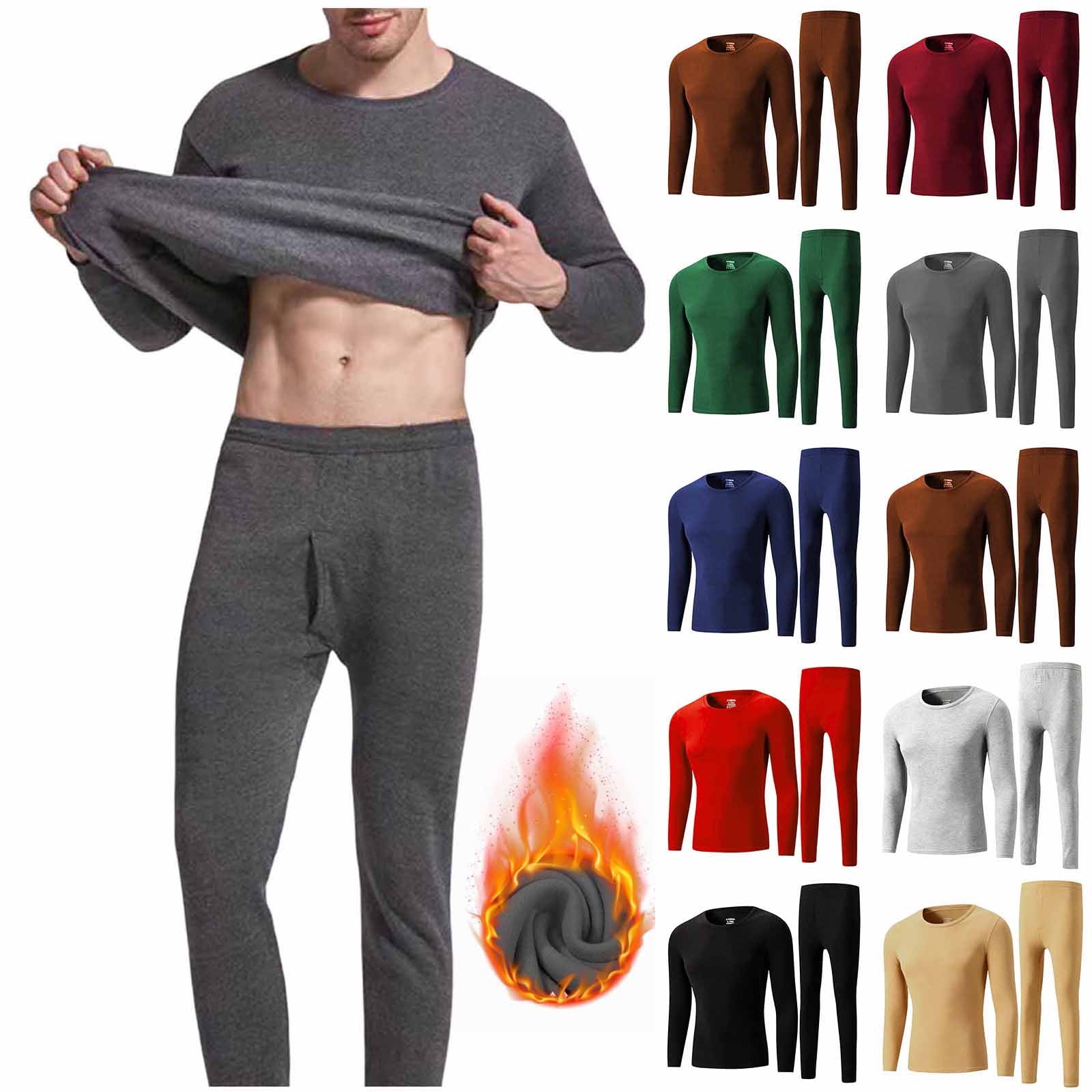 Akafmk Thermal Underwear Sets for Men 2 Piece Fleece Loungewear Set ...