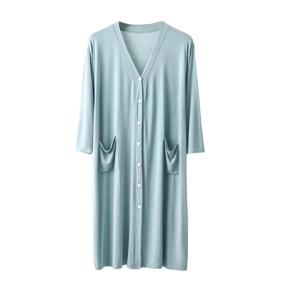 Akafmk Tshirt Nightgowns for Men Casual Pajamas Dress V-Neck Long ...