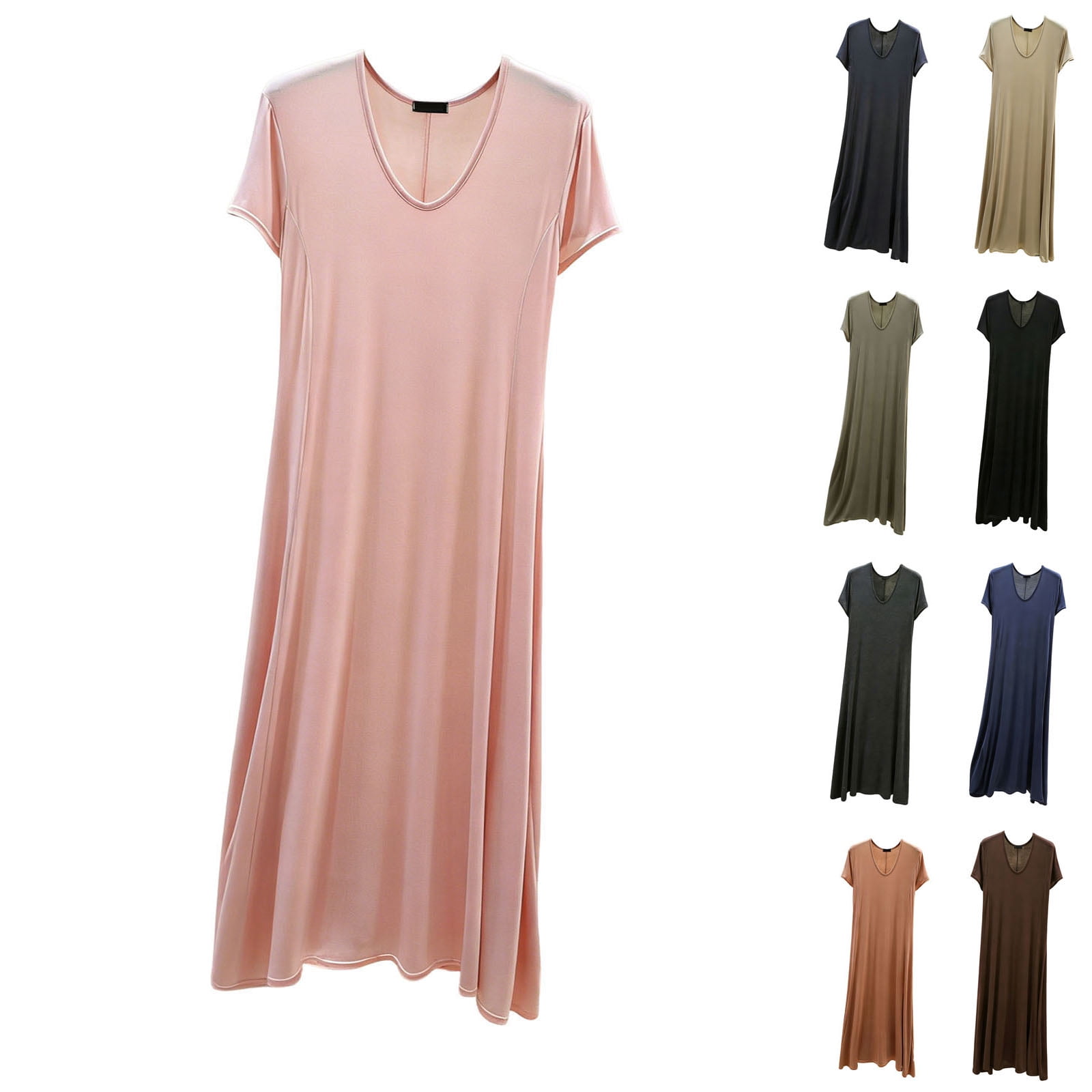 Akafmk Tshirt Nightgowns for Women Casual Pajamas Dress Crew Neck Short ...