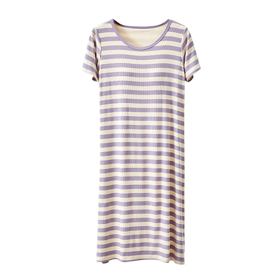 Akafmk Tshirt Nightgowns for Women Casual Pajamas Dress Crew Neck Short ...