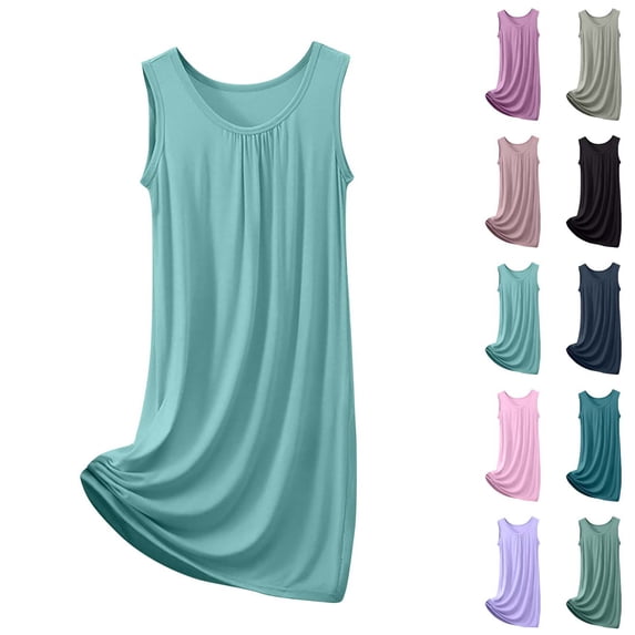 Akafmk Tshirt Nightgowns for Women Casual Pajamas Dress V-Neck ...