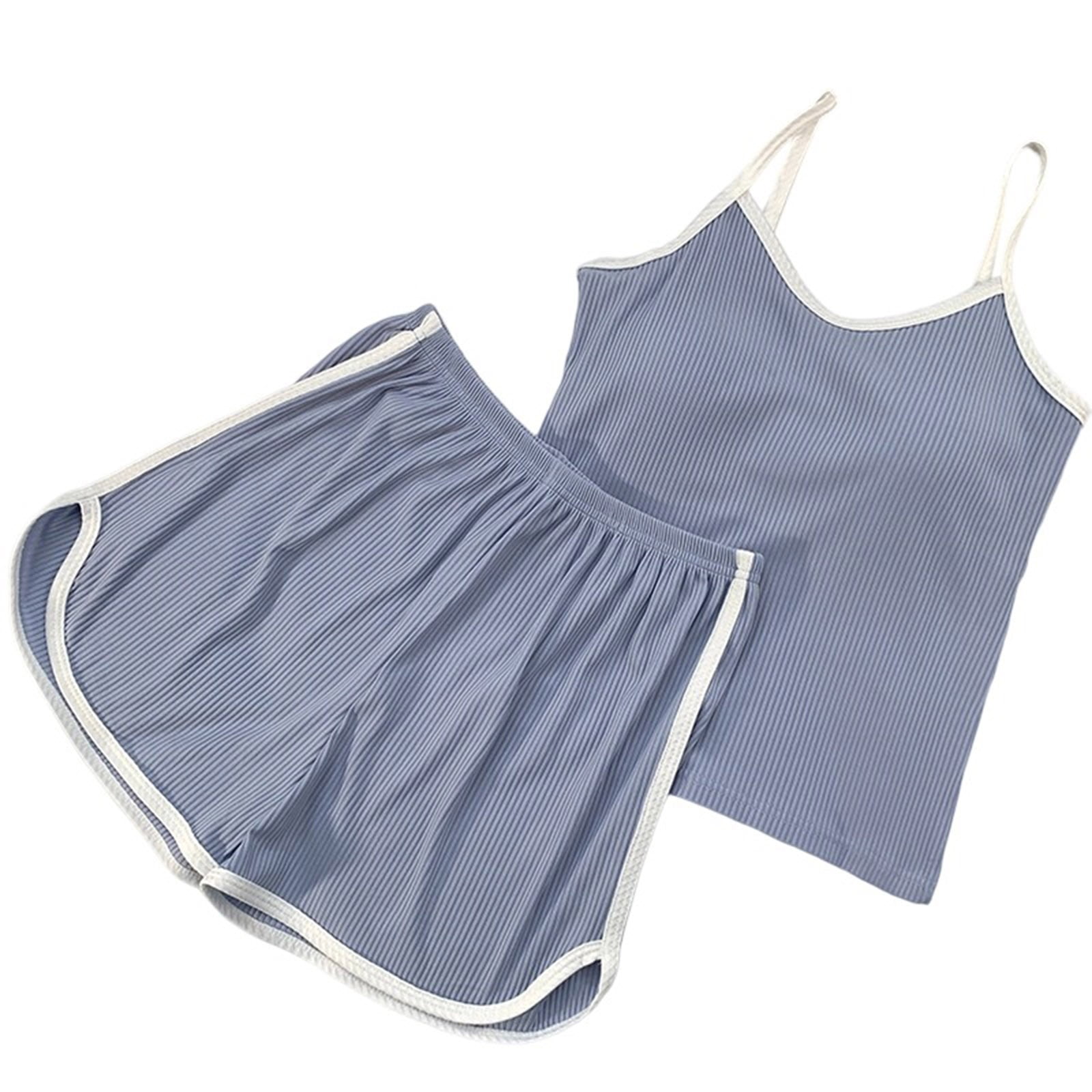 Akafmk Women's Cami Pajama Sets,Cotton Pajamas for Women Set,Sleeveless ...