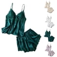 Akafmk Women's Lace Pajama Set V Neck Sleeveless with Removable Bra ...