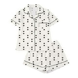 Akafmk Women's Printed Pajama Set Short Sleeve Collar Button Front with ...