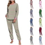 Akafmk Women's Solid Pajama Set Long Sleeve Crew Neck Raglan Fleece ...