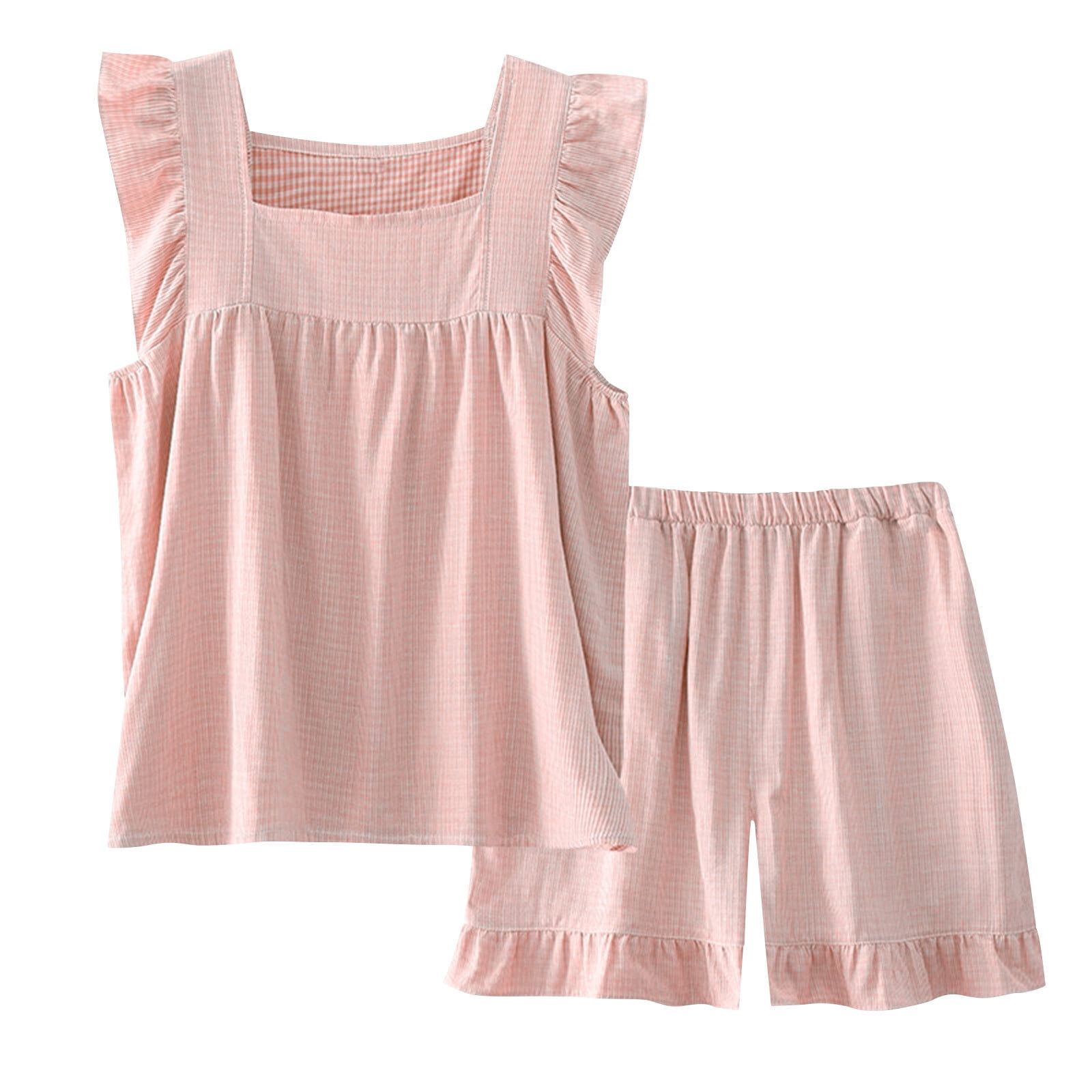 Akafmk Women's Tank Pajama Sets,Cotton Pajamas for Women Set,Sleeveless ...