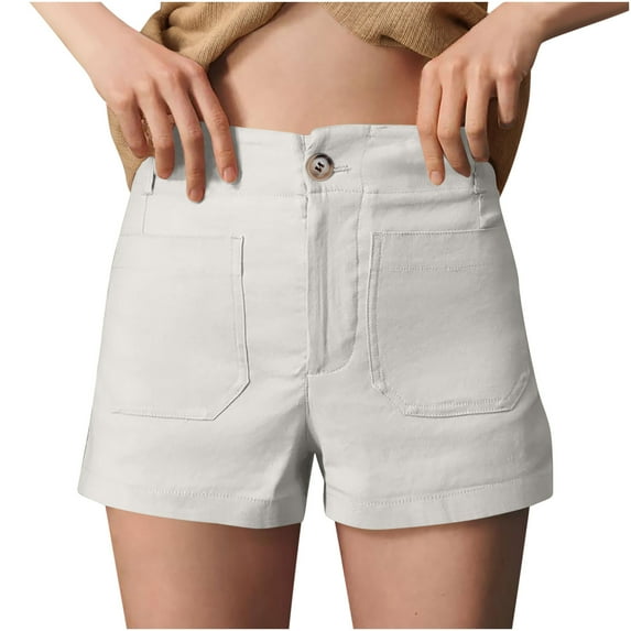 Akafmk Women's Twill Shorts,Womens Solid Color High Waist Stretch Twill ...