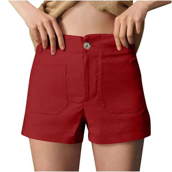 Akafmk Women's Twill Shorts,Womens Solid Color High Waist Stretch Twill ...