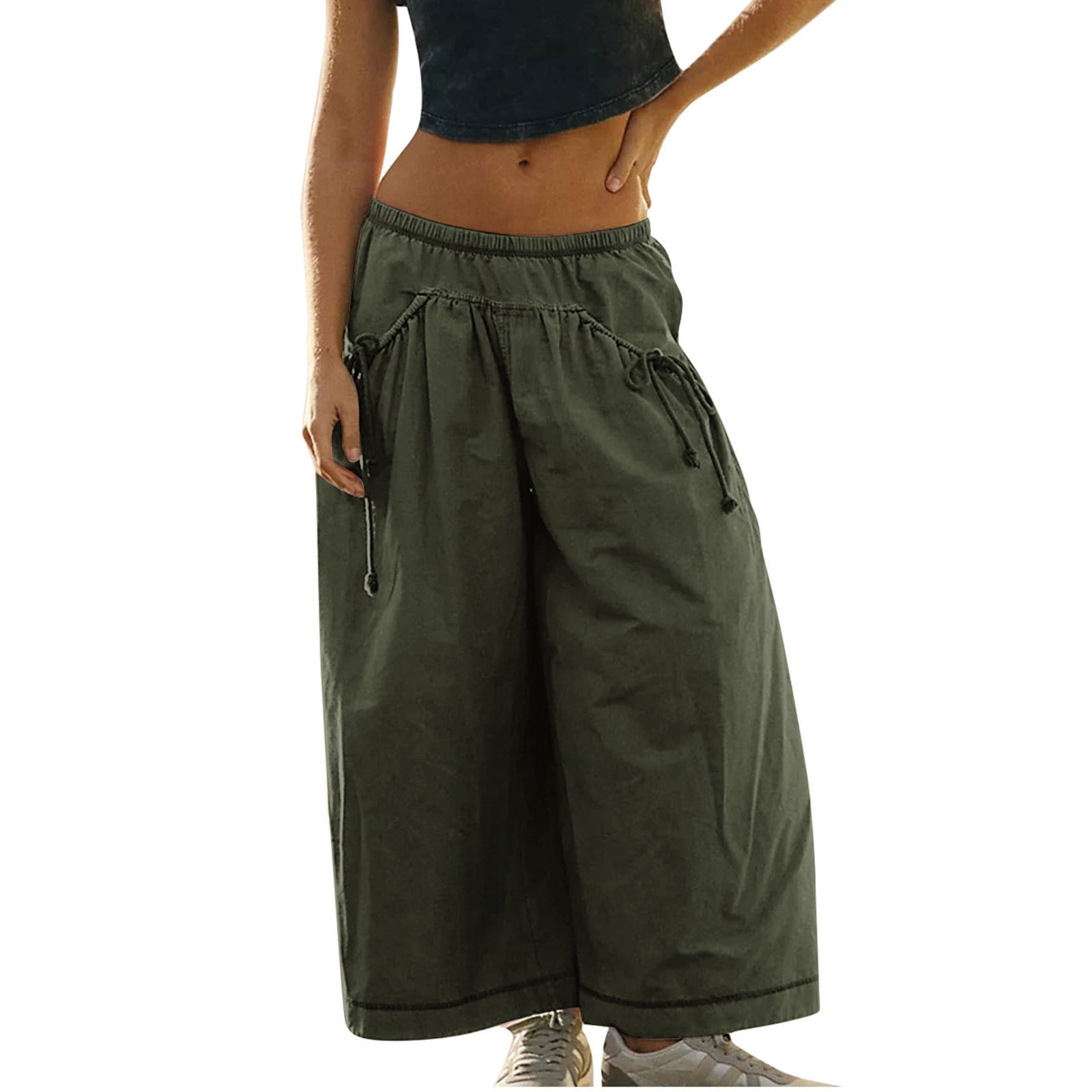 Akafmk Womens Cargo Pants,Hiking Pants for Outdoor,High Waist Wide Leg ...