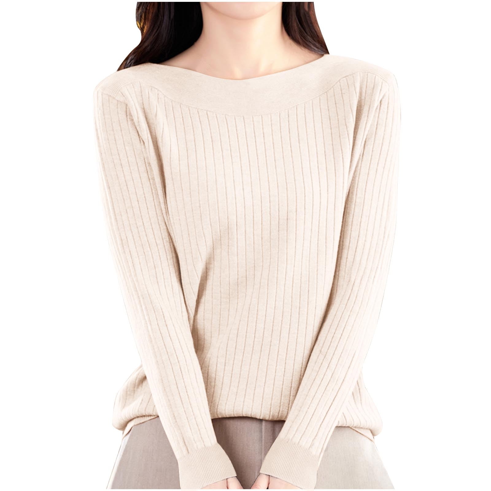 Akafmk Womens Fall Crewneck Sweater,Soft Lightweight Knit Tops,Fashion ...