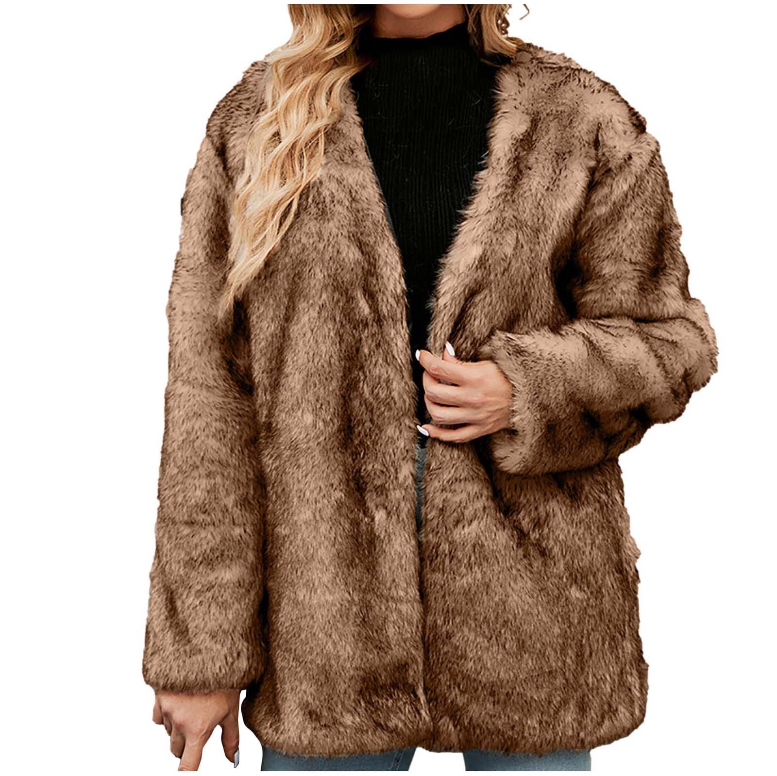 Akafmk Womens Faux Furs Coats,Womens Winter Coats,Womens Ladies Warm ...