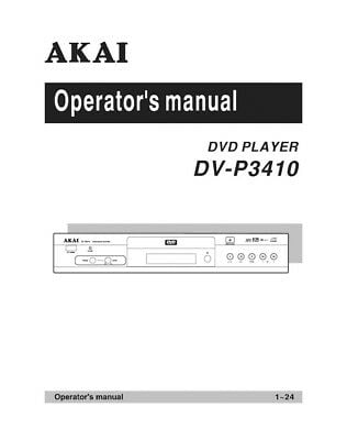 Instruction Manual ONLY for Akai DV-P3410 DVD Player Owners Instruction ...
