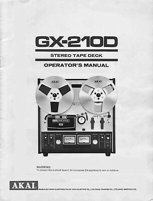 Instruction Manual ONLY for Akai GX-210D Tape Deck Owners Instruction Manual REPRINT - Walmart.com