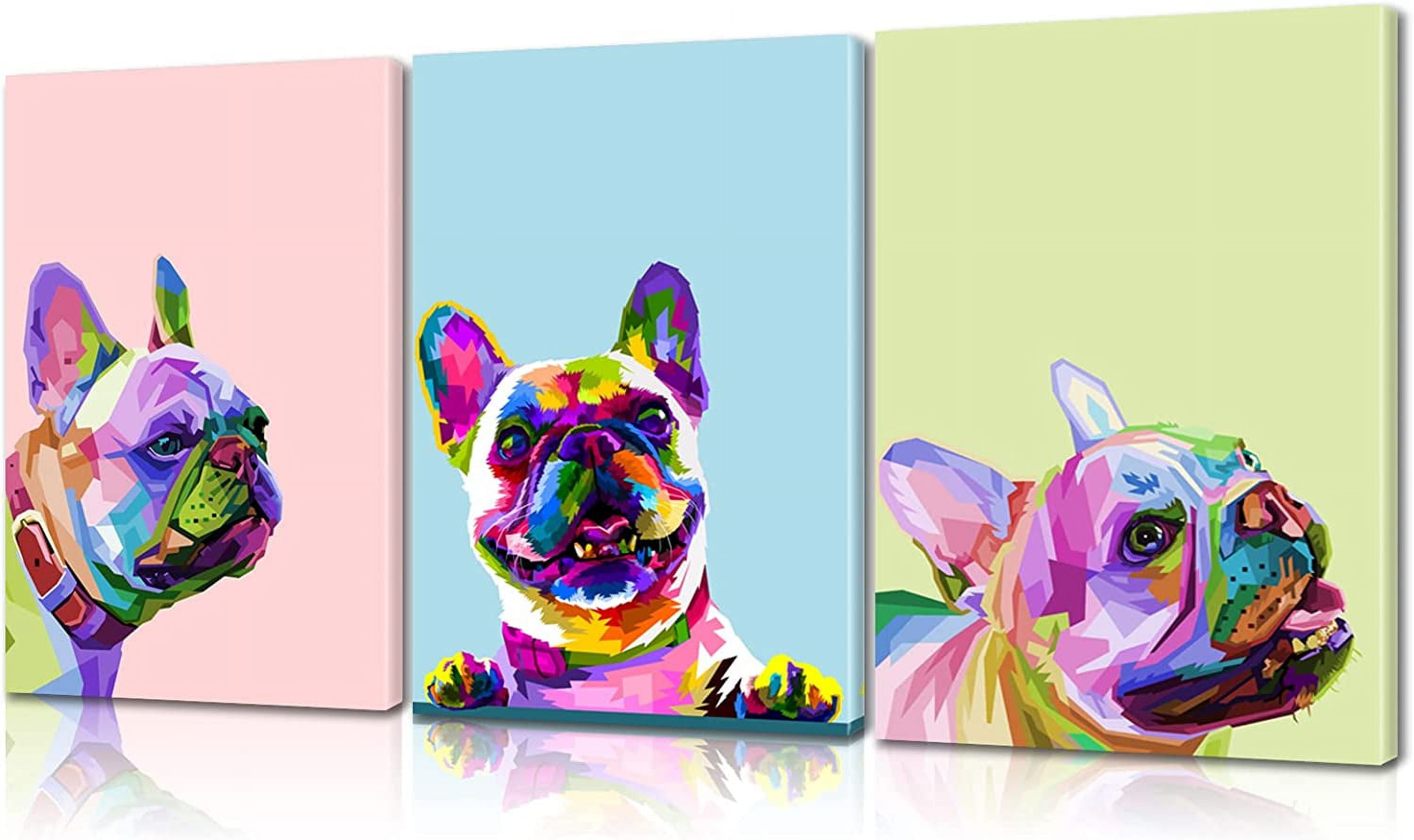 Akania 3 Piece Colorful Dog Wall Decor French Bulldog Wall Art Dog ...