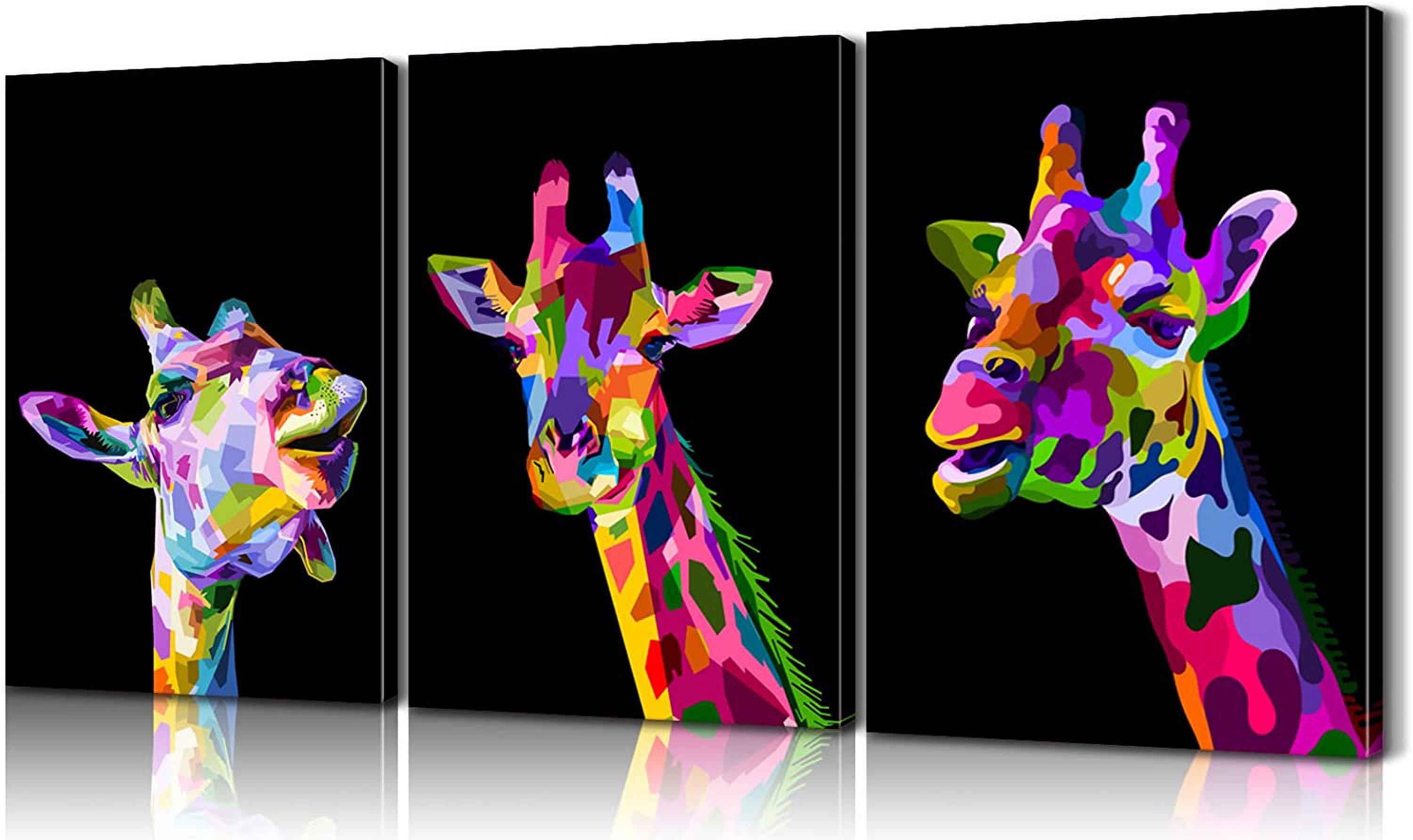 Akania 3 Piece Giraffe Decor Canvas Animal Wall Art Pop Art Wall Decor ...