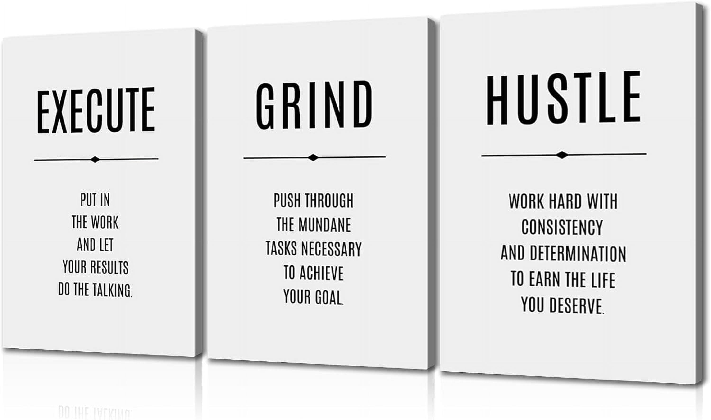 Akania 3 Piece Hustle Grind Execute Wall Art Inspirational Wall Art ...