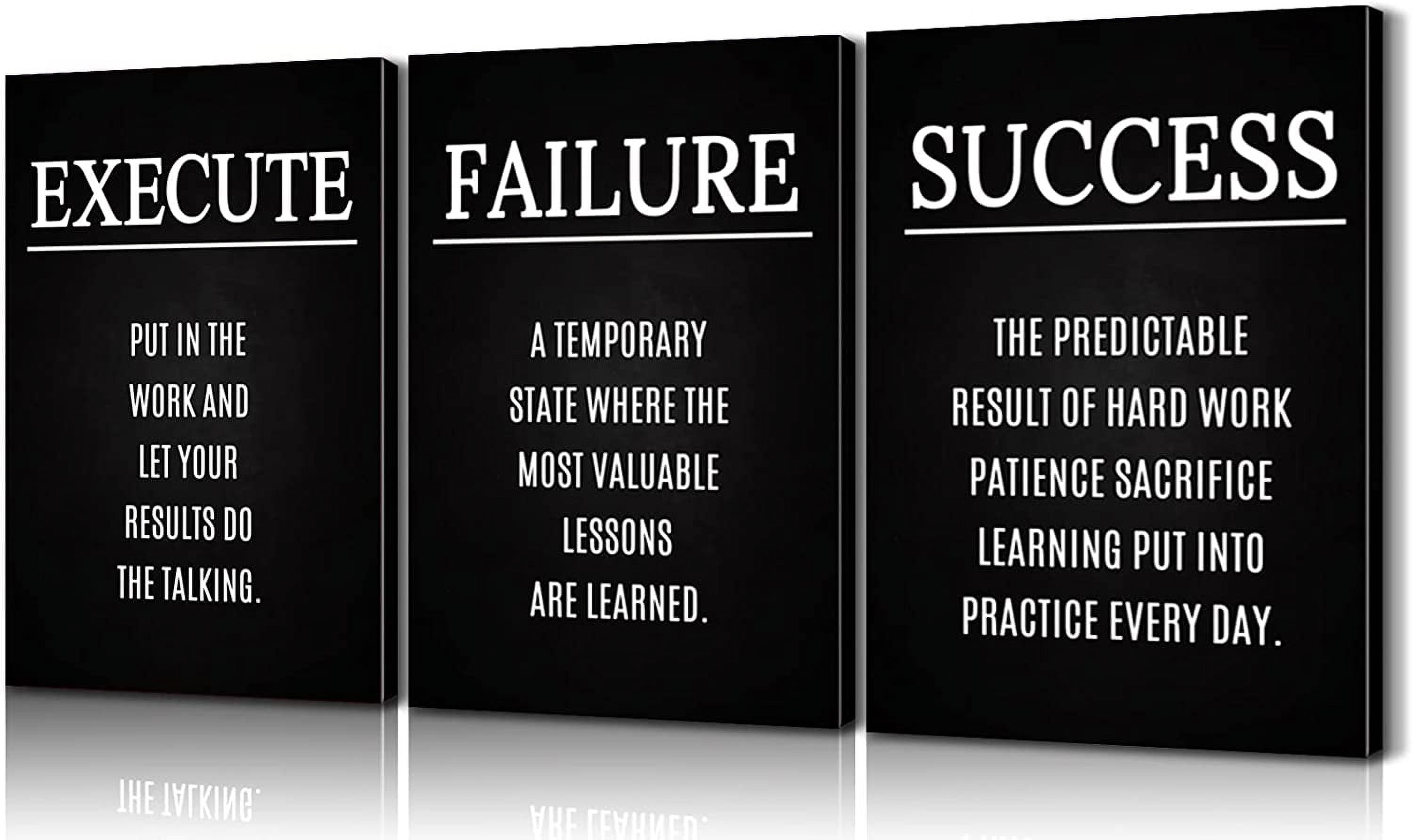 Akania 3 Piece Motivational Wall Decor Failure Execute Success Wall Art ...