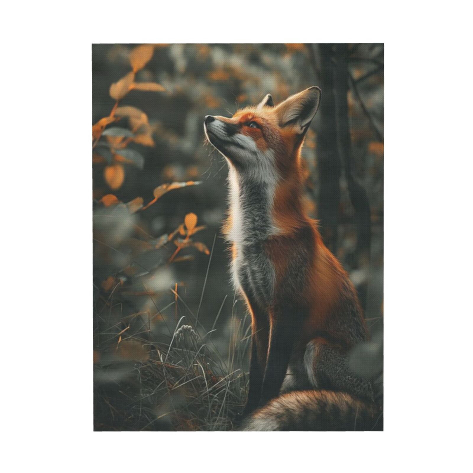 Akania Abstract Fox Wall Art Orange Fox Canvas Painting Gothic Animal ...