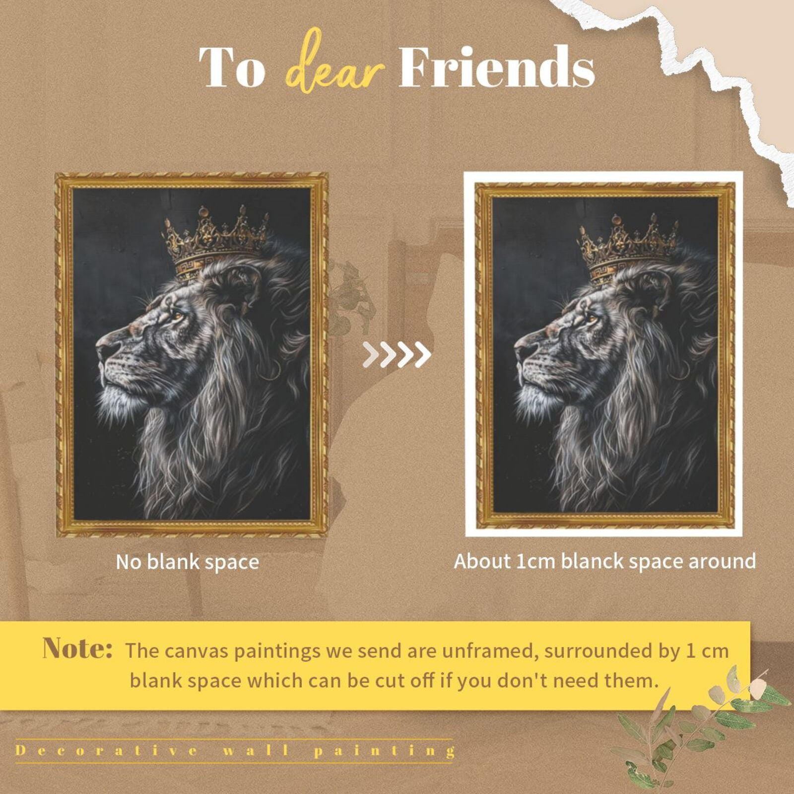 Akania Black African Wall Art Gold Crown Wall Decor King Lion Picture ...