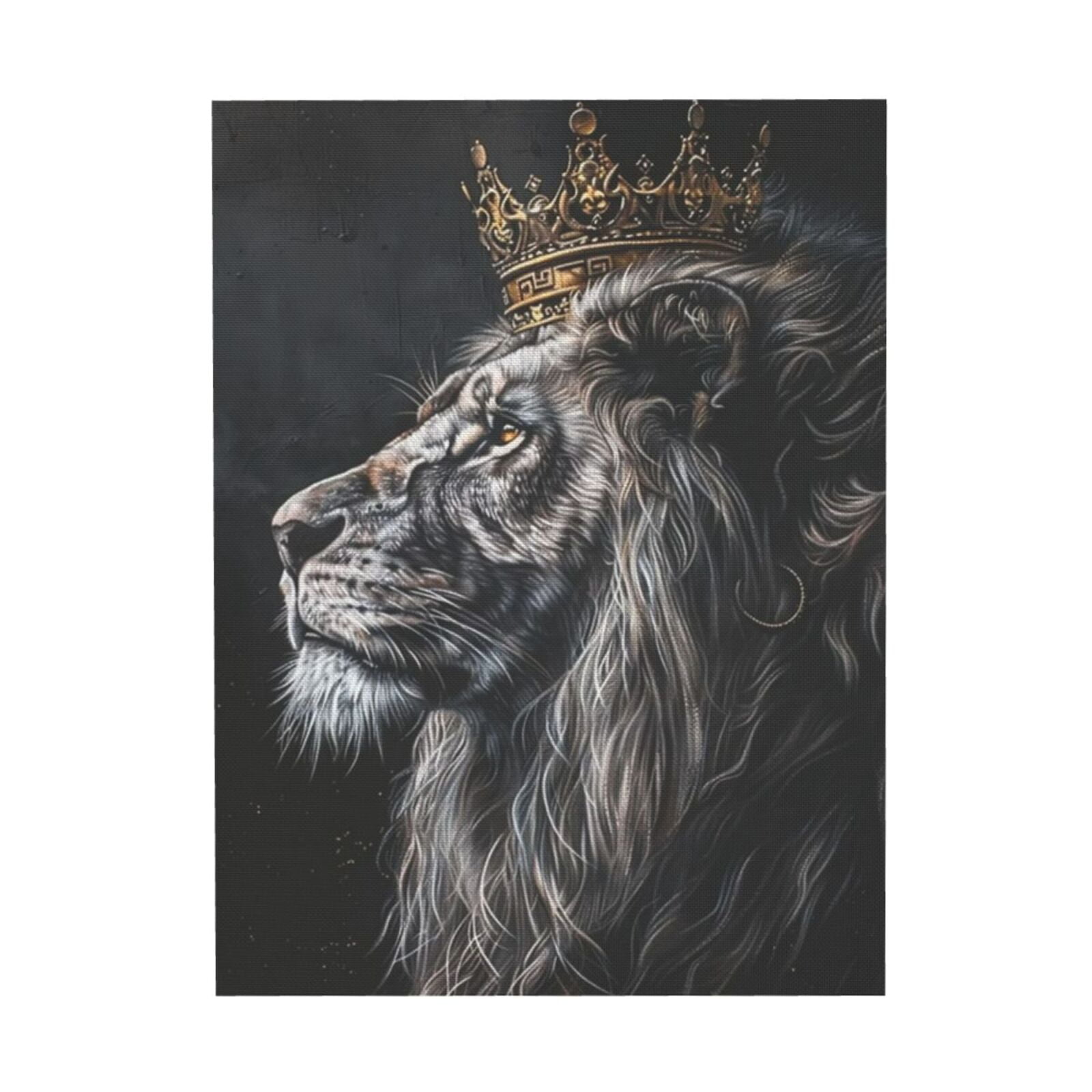Akania Black African Wall Art Gold Crown Wall Decor King Lion Picture ...
