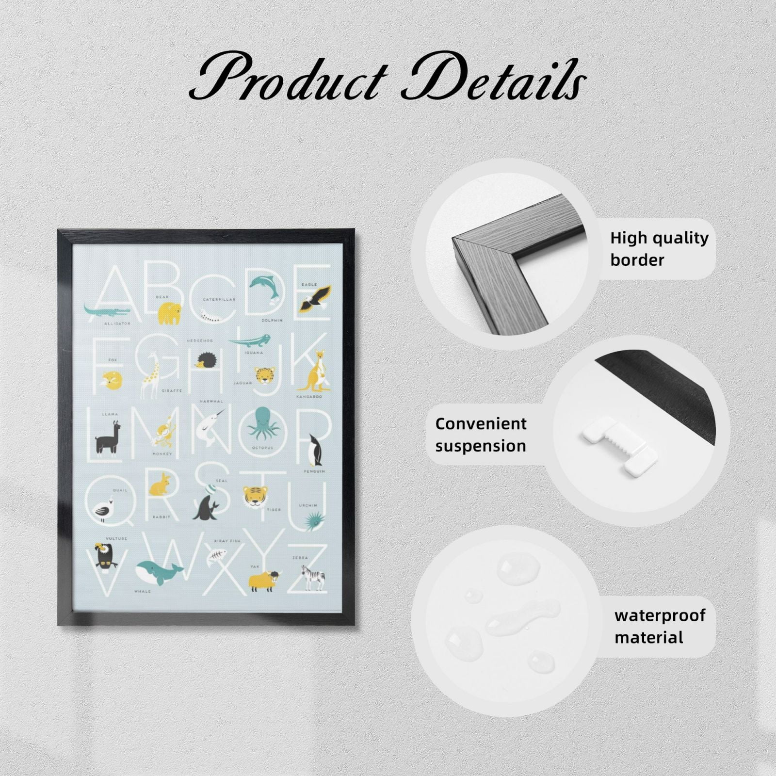 Akania Blue Animal Alphabet Poster 17x24 Inches, Kids Wall Art, Nursery ...