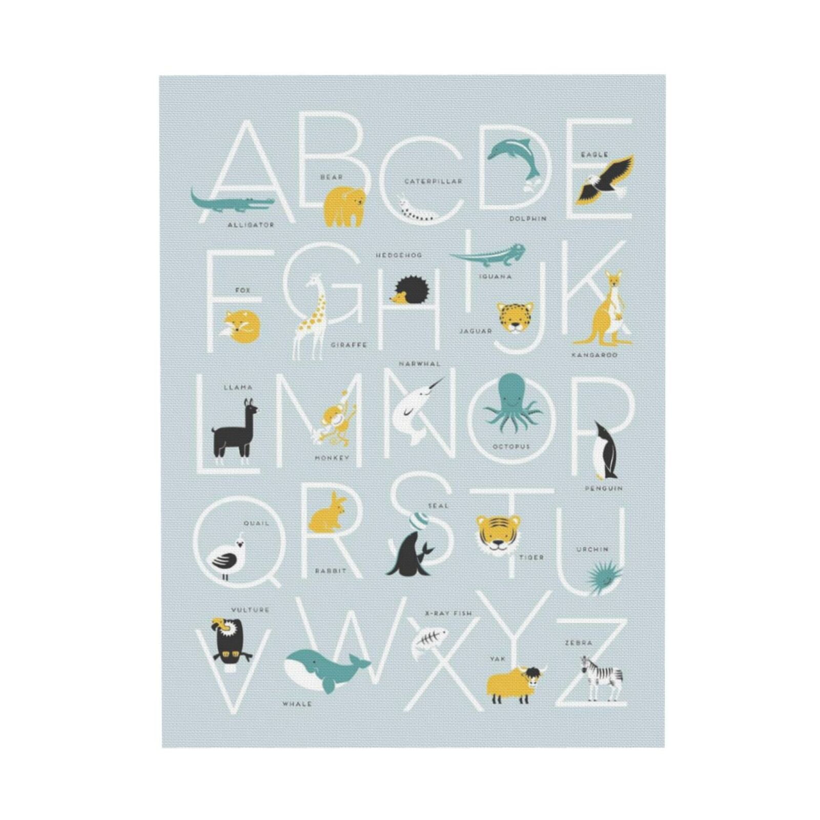Akania Blue Animal Alphabet Poster 17x24 Inches, Kids Wall Art, Nursery ...
