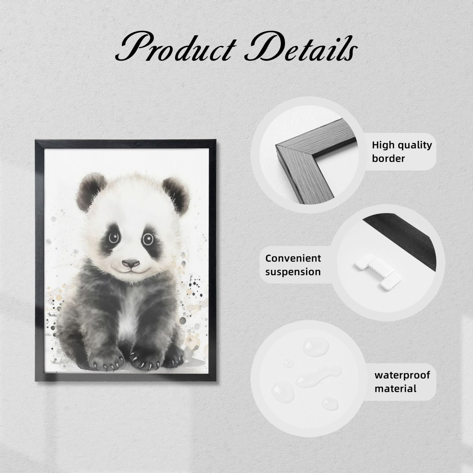 Akania Cute Panda Pictures Wall Art, Watercolor Animal Canvas Prints ...