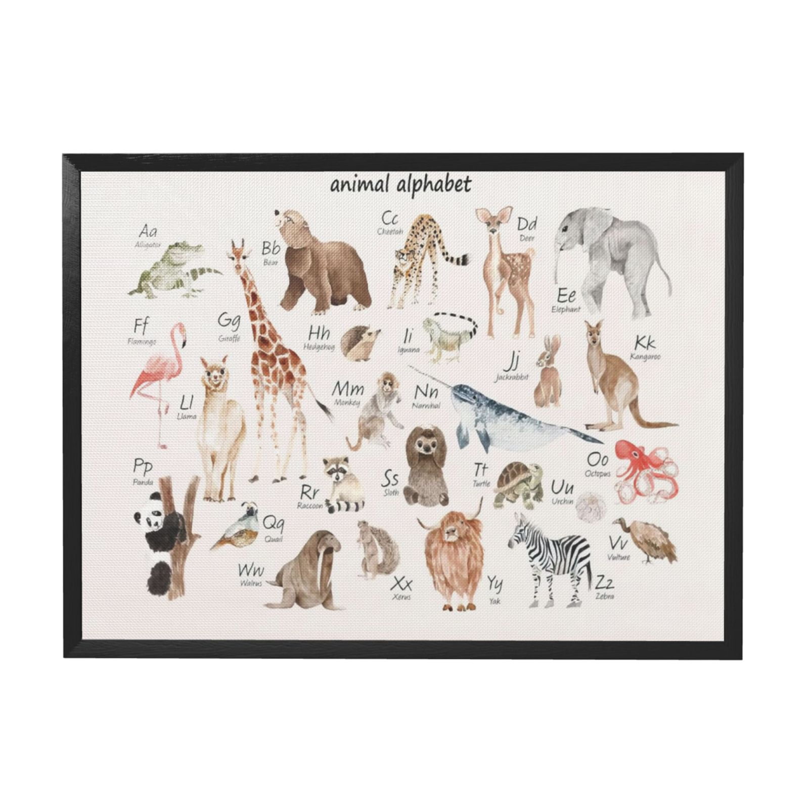 Akania Educational Animal Shapes Canvas Wall Art Poster, Nursery Decor ...