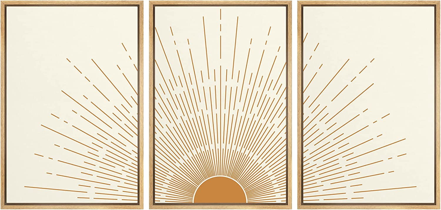 Akania Framed Canvas Print Wall Art Set Boho Mid-Century Orange Minimal ...