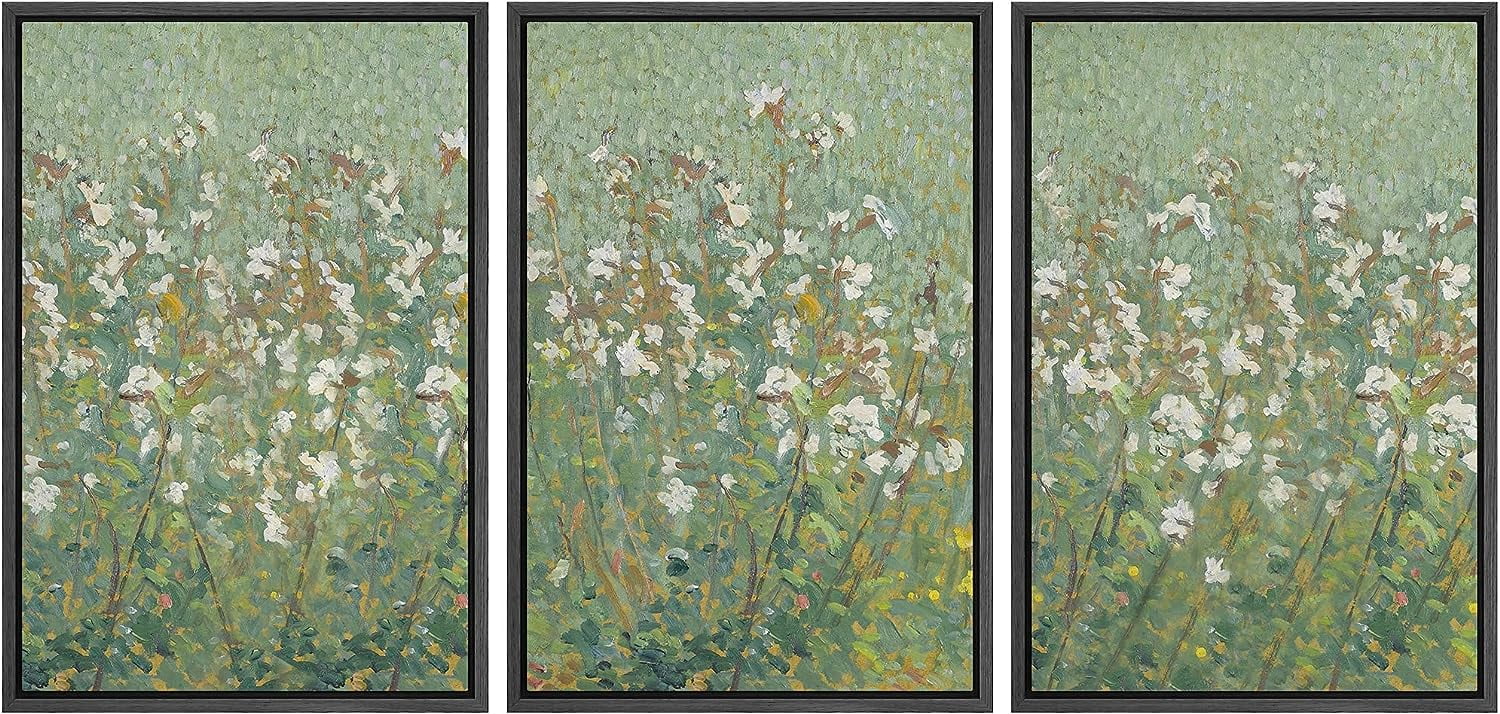 Akania Framed Canvas Print Wall Art Set Emerald Green Monet White ...