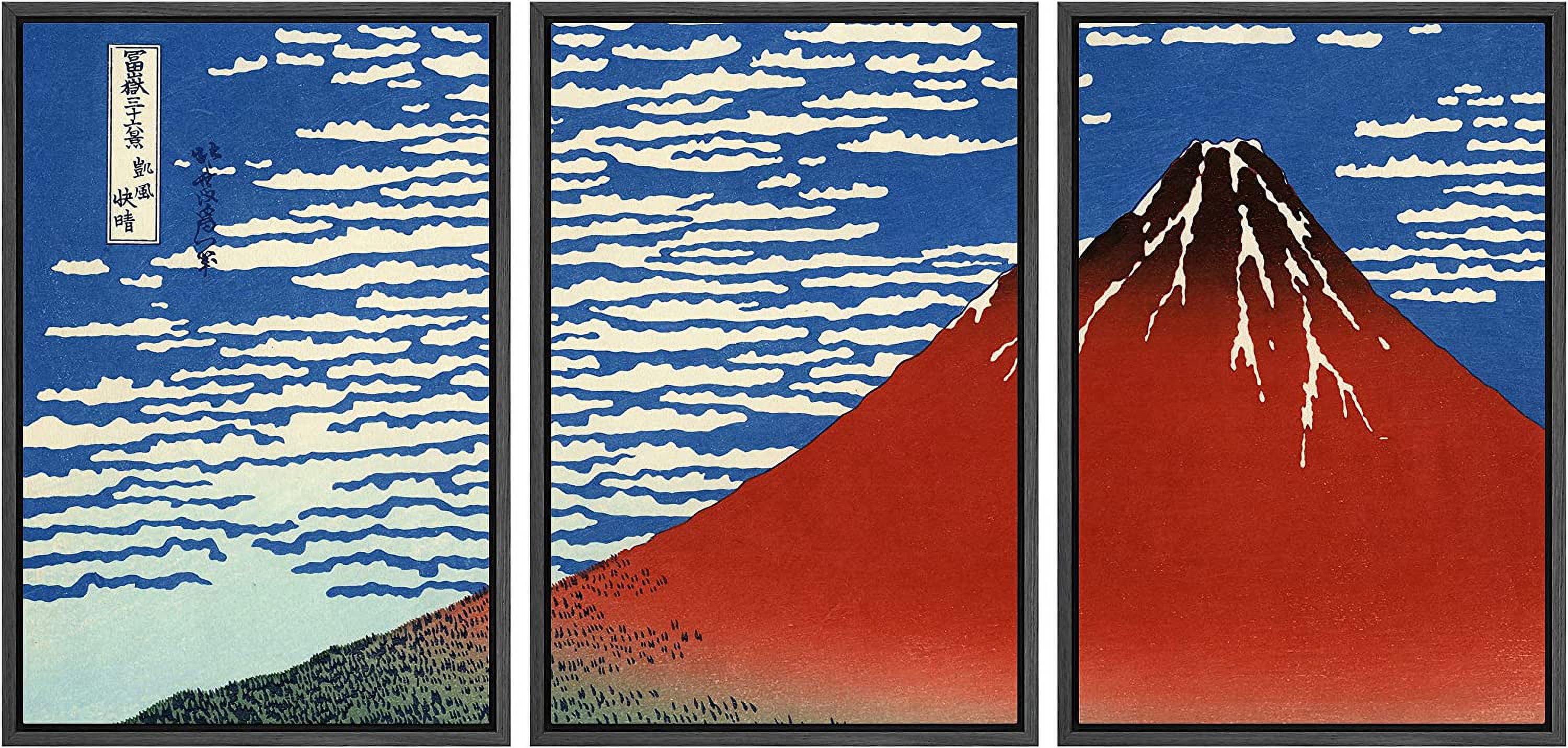 Akania Framed Canvas Print Wall Art Set Red Fuji, South Wind, Clear Sky ...