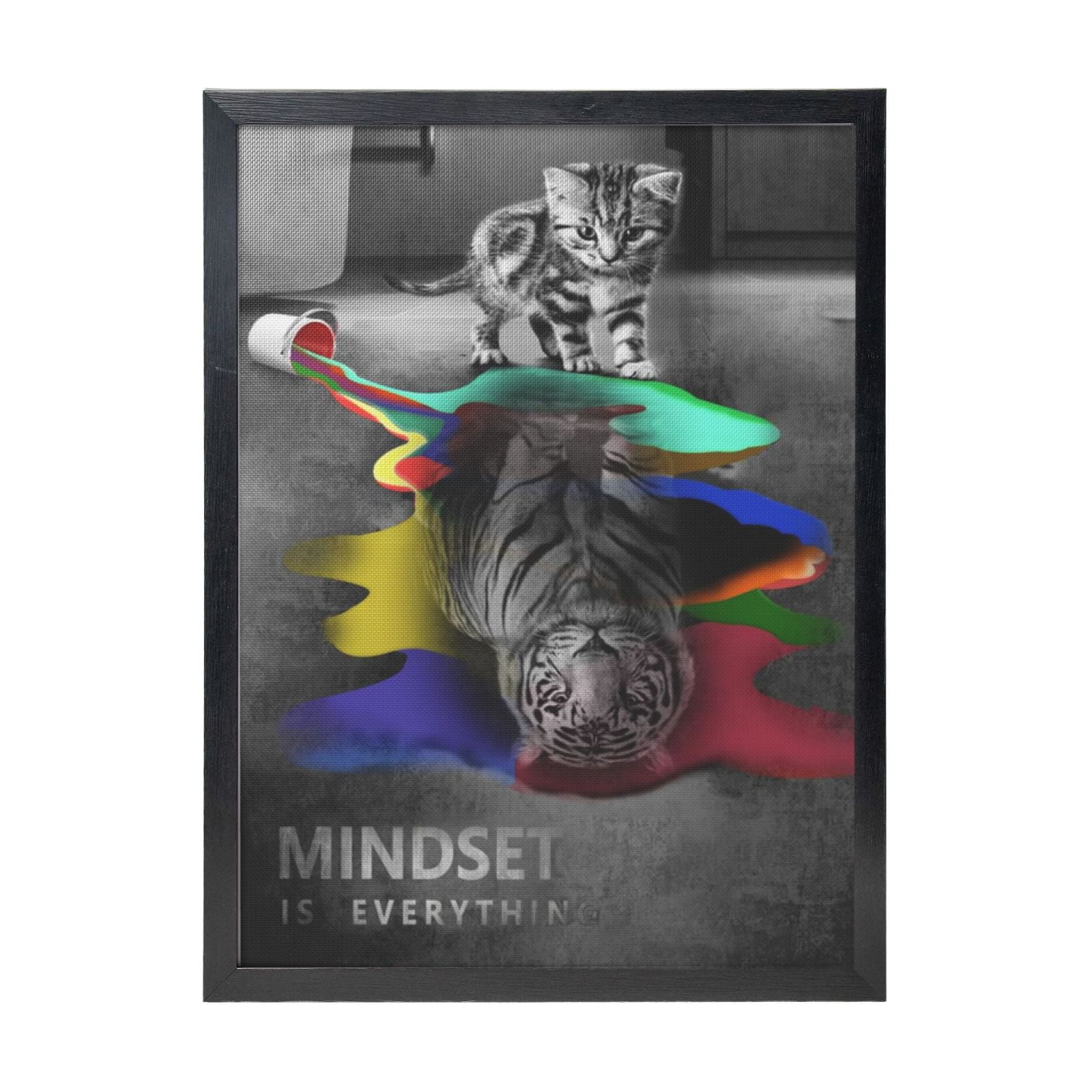 Akania Inspirational Cat and Little Tiger Wall Art, Mindset is ...