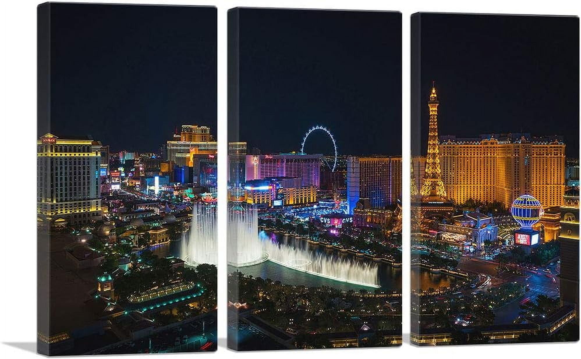 Akania Las Vegas Strip Nevada Party City at Midnight Canvas Art Print ...
