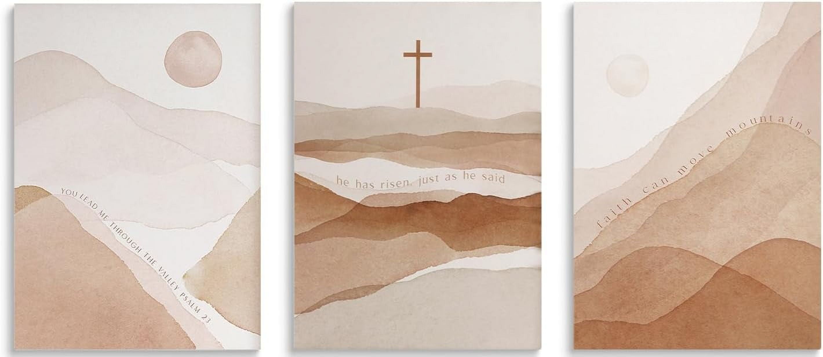 Akania Mid Century Natural Mountain Prints Scripture Wall Decor ...