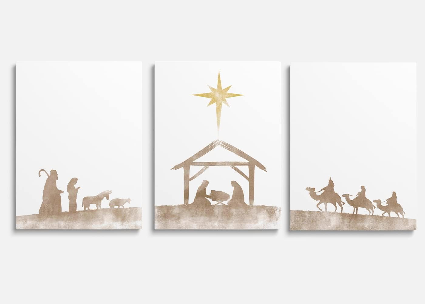 Akania Nativity Scene Wall Art, Jesus Christ in a Manger, Religious ...