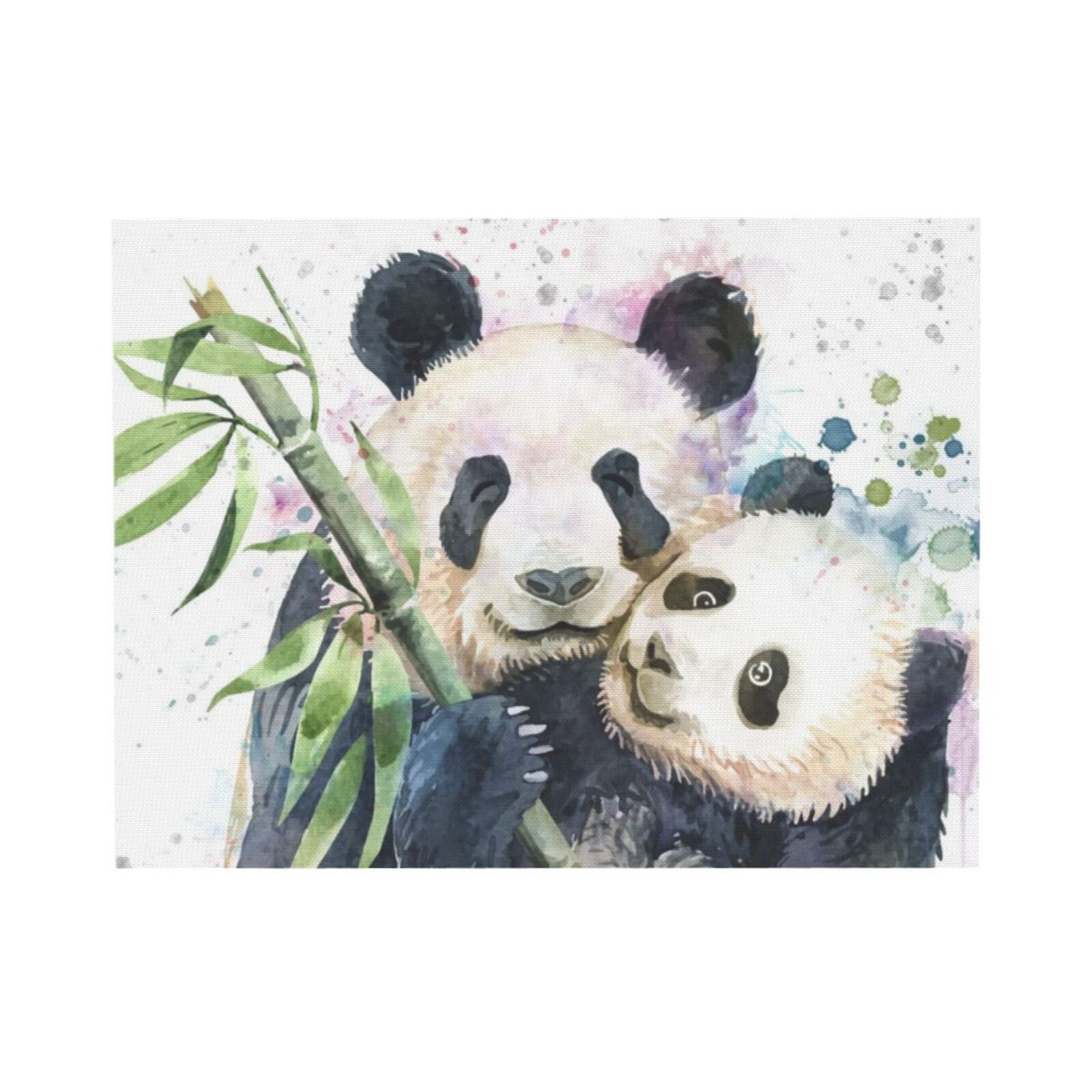 Akania Panda Canvas Print Wall Art Colorful Paintings Cute Mom Panda ...