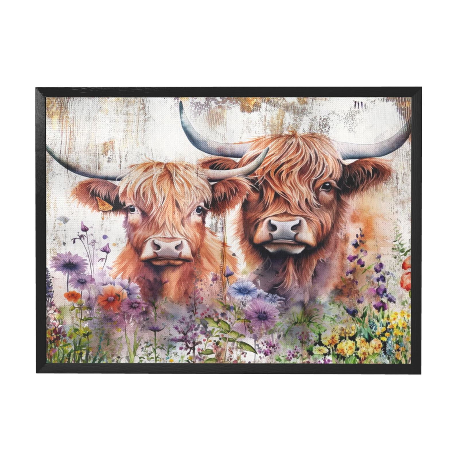 Akania Rustic Cow Pictures Wall Decor Farmhouse Highland Cow Wall Art for Bathroom Bedroom ...