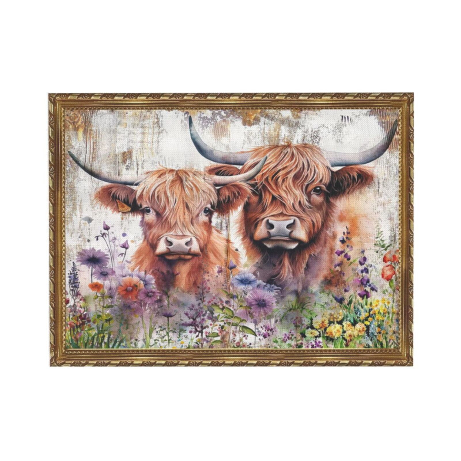 Akania Rustic Cow Pictures Wall Decor Farmhouse Highland Cow Wall Art ...