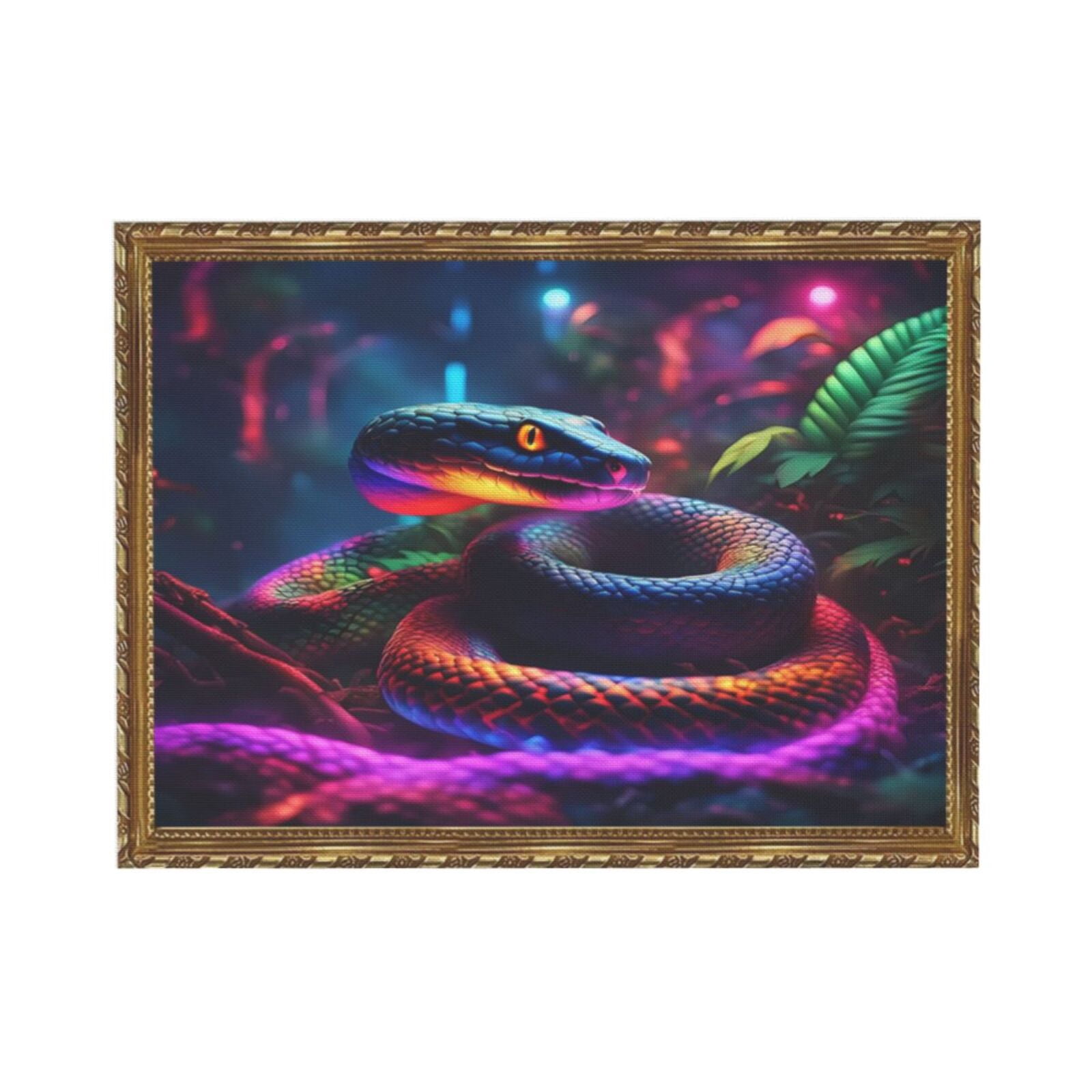 Akania Snake Decor Retro Gold Unframed Canvas Prints,Animal Bathroom ...