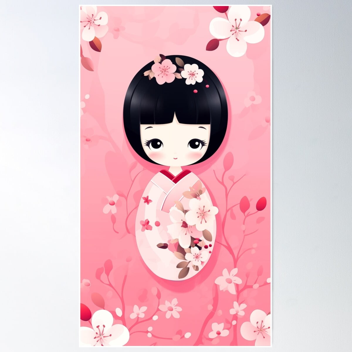 Akari Japanese Kokeshi Doll - Perfect For Gifts Poster Wall Art, Modern ...