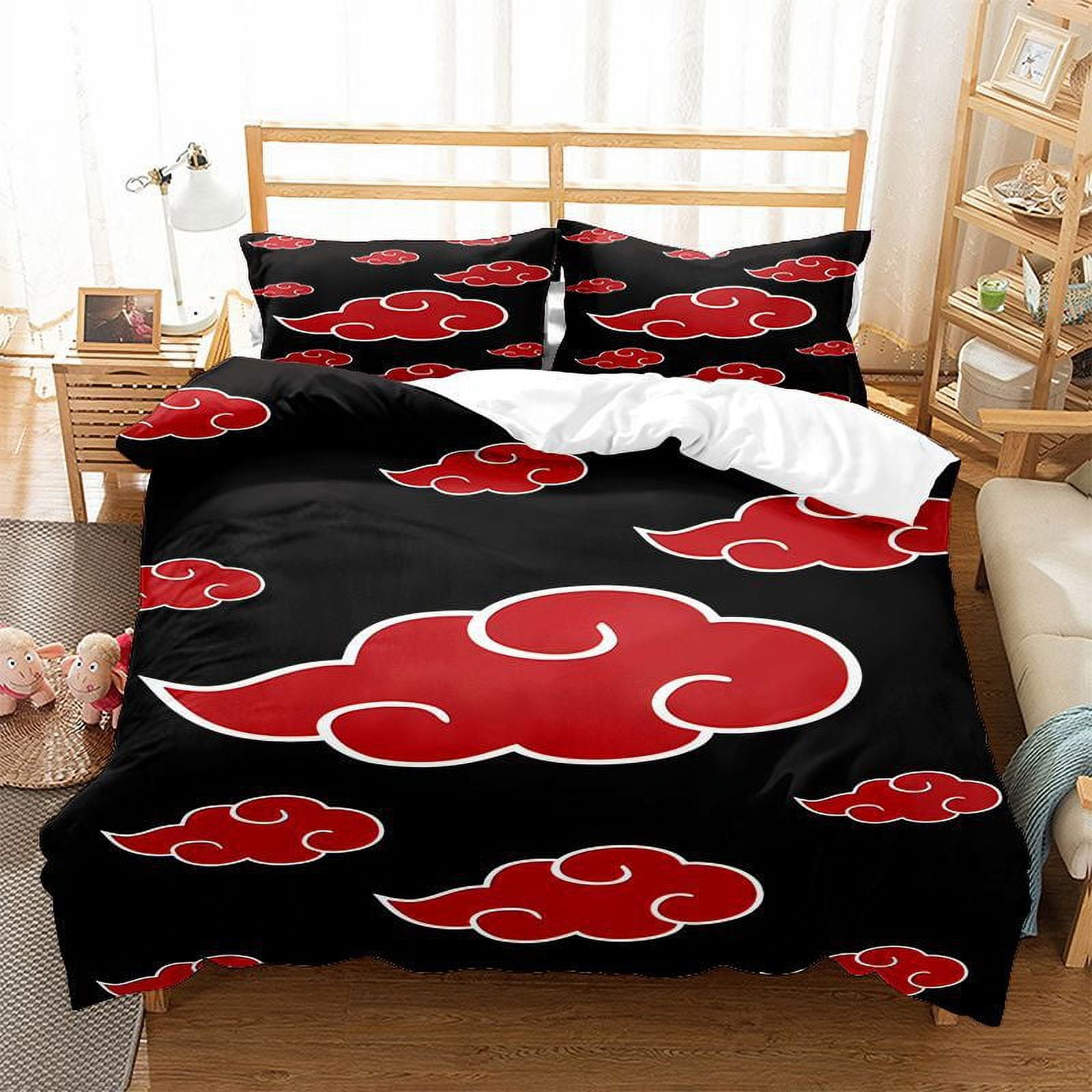 Akatsuki Cloud Bedding Set- Japan Anime 3D Printed Duvet Cover Set Red ...