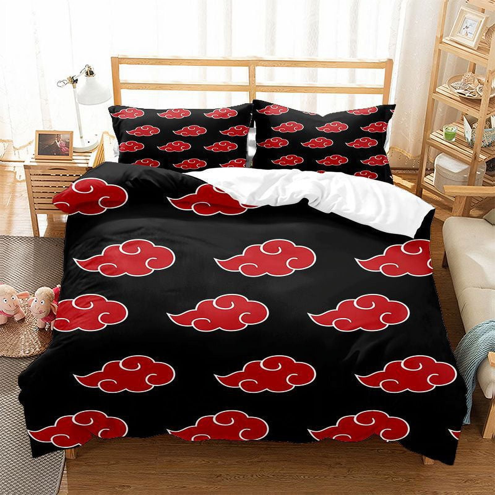 Akatsuki Cloud Bedding Set- Japan Anime 3D Printed Duvet Cover Set Red ...